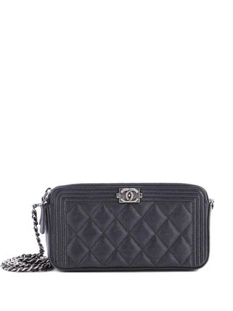 Chanel Boy Double Zip with Chain Quilted Caviar clutch bag - Noir