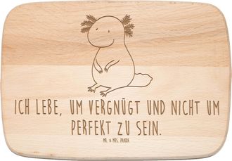 Mr. & Mrs. Panda Holz Frühstücksbrettchen Axolotl Niedlich - Geschenk, Schneidebrett, Frühstücksbrett, Holzbrett, Liebe, Zufrieden, Fröhlich, Lebensstil, Freundin