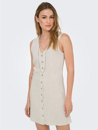Only Minikleid ONLSIESTA LIN BL SL SHORT DRESS PNT NOOS Viskosemischung, regular fit, V-Ausschnitt, mit Leinen