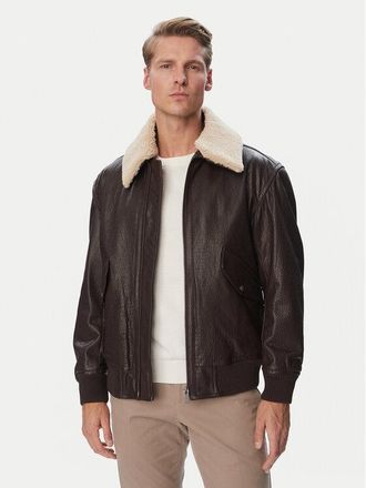 HUGO BOSS Lederjacke Jopeak 50566594 Dunkelbraun Regular Fit