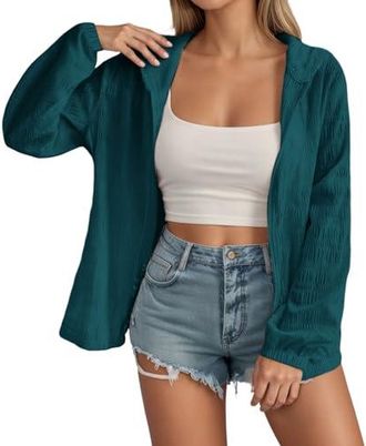 Generic Vestes pour femmes - Grande taille - Veste &agrave; capuche d&eacute;contract&eacute;e avec fermeture &eacute;clair - V&ecirc;tement dext&eacute;rieur l&eacute;ger pour le soleil - Pour un usage quo