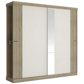Vente-Unique Vente-unique - Armoire 2 portes coulissantes - Avec miroir - L231cm - Coloris : Naturel et ivoire - adalrik ii