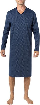 Novila Herren Nachthemd blau Jersey-Baumwolle Gemustert