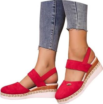 Generic Sandales orthop&eacute;diques compens&eacute;es &agrave; bout ferm&eacute; pour femme, habill&eacute;e d&eacute;t&eacute;, d&eacute;contract&eacute;e, confortable, l&eacute;g&egrave;re, sandales de marche antid&eacute;rapantes avec bo