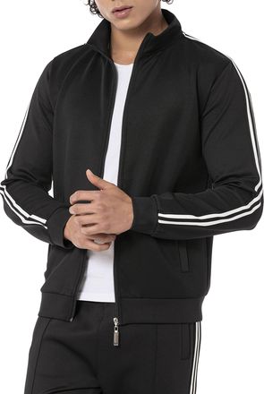 Red Bridge Premium Trainingsjacke mit Reißverschluss Sportliche Jacke mit Streifen für Freizeit und Fitness Schwarz S
