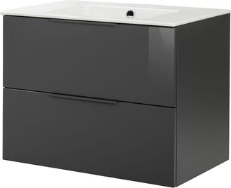 Fackelmann LUNA Badm&ouml;bel Set 2 Teile / Keramik Waschbecken / Waschbeckenunterschrank mit 2 Schubladen / Badschrank mit Soft-Close / hochwertige M&ouml;bel