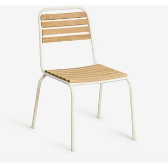 Sklum Sklum - Packung mit 2 stapelbaren Esszimmerst&uuml;hlen aus Stahl und Akazienholz Artus Gardenia Wei&szlig;