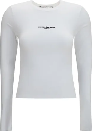 Alexander Wang Womens Long-Sleeved Logo Cotton T-Shirt White T-Shirts & Jerseys
