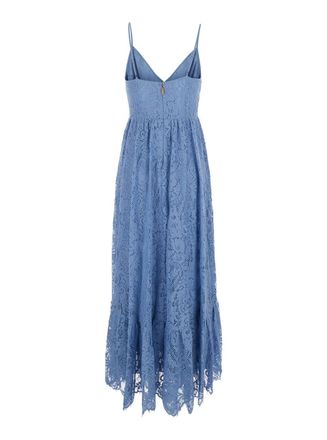 Michael Michael Kors Womens Long Dress Light Blue Cotton-Blend Nylon