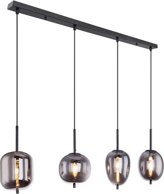Globo Lighting Blacky Suspension de bar avec abat-jour en verre noir, 4 ampoules E14