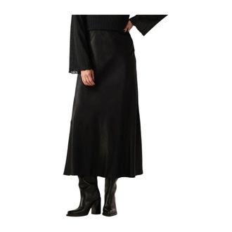 Moss Copenhagen Eleganter Schwarzer Midi-Rock - - Skirts - Damen - Schwarzk - M