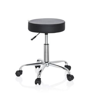 hjh OFFICE 729410 Tabouret de Bureau Operator II Similicuir Noir Tabouret réglable en Hauteur avec roulettes