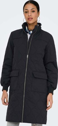 Jacqueline de Yong Raya gerippte gesteppte Jacke mit hohem Kragen in Schwarz