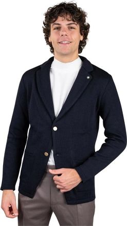 Manuel Ritz Homme, Vestes, Bleu, Taille: L Wool Blend Knitted Blazer