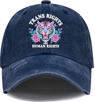 Generic Casquette de baseball motif floral de tigre Trans Rights are Human Rights, Bleu marine profond 1, 53