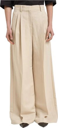 Max Mara Femme, Pantalons, Beige, Taille: 38 FR Veliero Wide Pantalons