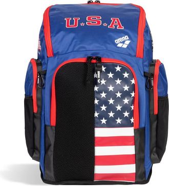 Arena Spiky III Rucksack 45 USA, Schwimmen, Athleten, Sport, Fitnessstudio, gro&szlig;e Trainingsausr&uuml;stung, Schwimmtasche f&uuml;r Damen und Herren, 45 Liter, US-Team
