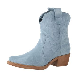 Elara Damen Stiefeletten Cowboy Boots Chunkyrayan 301-A31S Blau-38