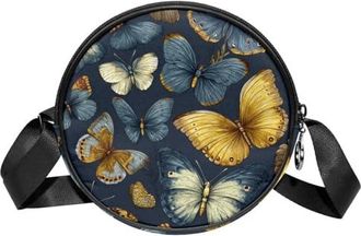 Generic Petit sac &agrave; bandouli&egrave;re circulaire pour femme, petit sac &agrave; bandouli&egrave;re avec fermeture &eacute;clair, bretelles r&eacute;glables, sac &agrave; main rond d&eacute;contract&eacute; pour fe