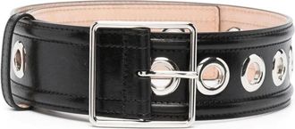 Alexander McQueen G&uuml;rtel mit &Ouml;senverzierung - - Accessories - unisex - Schwarzk - 80 CM