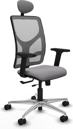 Piqueras y Crespo Drehstuhl mit 2D-Armlehnen, h&ouml;henverstellbarer Lendenwirbelst&uuml;tze und festem Kopfteil, ausgestattet mit Syncro/Traslack und Schneideschaum, Grau/Grau