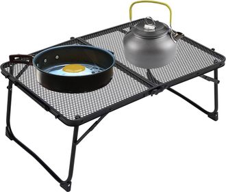 Generic Zusammenklappbarer Picknicktisch - Esstisch mit Netz-Schreibtisch - 60 x 39 cm Metall-Schreibtisch für Outdoor, Picknick, Angeln, Terrasse, Grillen, R