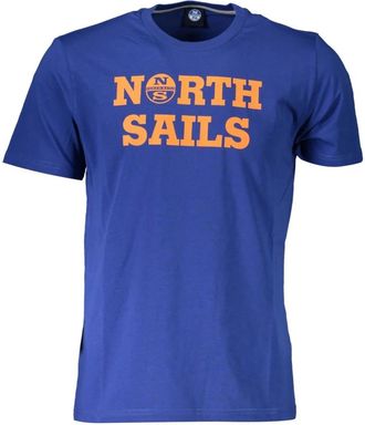 North Sails Homme, Tops, Bleu, Taille: XL T-shirt bleu &agrave; manches courtes avec logo