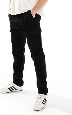 Jack & Jones Locker geschnittene Cargohose aus Cord in Schwarz