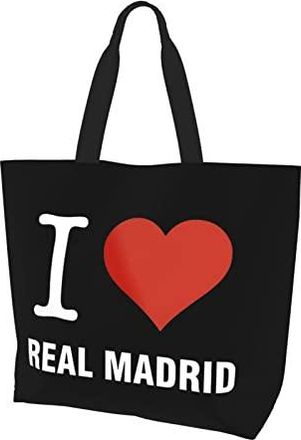 AOOEDM I Love Real Ladies Canvas Tote Sac &agrave; provisions r&eacute;utilisable