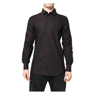 Dolce & Gabbana Homme, Chemises, Noir, Taille: M Chemise Homme en Coton Jacquard Marron