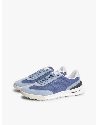 Tommy Hilfiger Retro - Baskets chunky &agrave; textures vari&eacute;es et semelle crant&eacute;e - Bleu multicolore