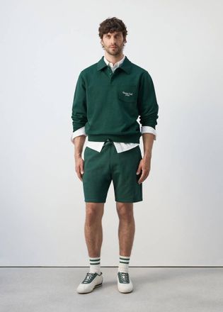 Mango Bermuda 100 % coton cordon vert fonc&eacute; - Homme - XL - MANGO MAN