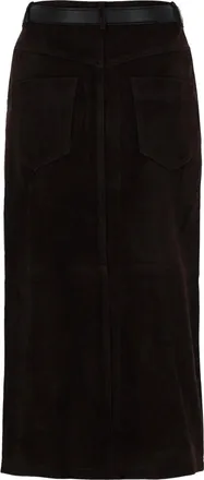 Self Portrait Suede Lamb Leather Skirt - Brown