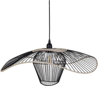 Beliani Beliani - Hängelampe Schwarz u. Beige aus Rattan Boho Stil Modern Hängeleuchte für Esstisch Esszimmer Wohnzimmer Schlafzimmer