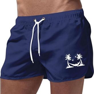 Generic Short de bain hawa&iuml;en &agrave; s&eacute;chage rapide pour homme avec poches, bleu marine, XXL