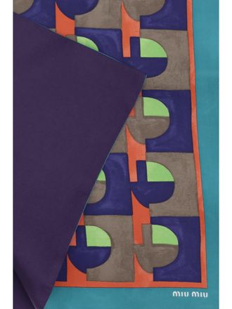 Miu Miu Womens Scarf Geometric Print Silk Assenzio-Begonia Assenzio/begonia Scarfs