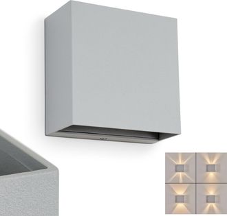 HOFSTEIN LED Außenwandleuchte Spidern, moderne Außenlampe aus Metall in Weiß, Wandlampe für außen mit verschiedenen Lichteffekten (änderbar) und Up&Down-Effekt