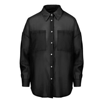 Bomboogie Femme, Blouses et Chemises, Noir, Taille: 38 FR Surchemise Voile en Lyocell