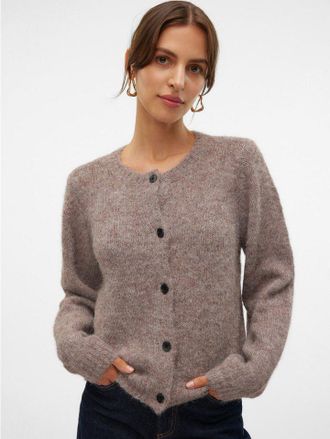 Vero Moda Strickjacke VMNOVAH LS O-NECK BUTTON CARDI GA NOOS Materialmix, regular fit