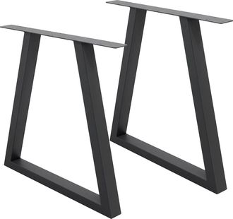 ECD Germany 2X Tischbeine Trapez Design, 60 x 72 cm, Anthrazit, pulverbeschichtete Stahl, Industriedesign, Metall Tischkufen Tischuntergestell Tischgestell M&ouml;belf