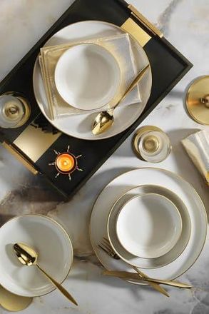 Hermia Elegant 18-Piece Dinner Set, 100% Porcelain | Includes Service Plates (6), Dinner Plates (6), Dessert Plates (6) | Perfect for Stylish Dining, Not Mic