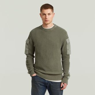 G-Star Woven Mix Washed Knit Pullover - Gr&uuml;n - Herren