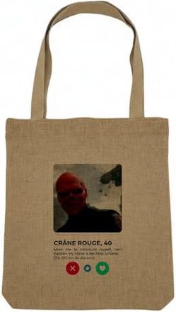 Fabulous Sac Shopping Tote Bag Aspect Lin - Crane Rouge R&eacute;seau Social Rencontre Amour BD Comics - Sac de Courses Toile Epaisse 360g Beige Naturel Cabas Port&eacute; E