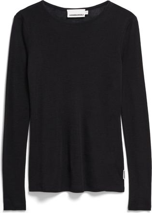 Armedangels Damen Longsleeve Slim Fit aus Bio-Woll Mix MAIAA Wool Blend Fitted Black