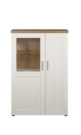 Trendteam Shade - Vitrine - Andersen Pine Wei&szlig;/Artisan Eiche - Wohnzimmerschrank mit 7 F&auml;chern - (BxHxT) 95 x 194 x 38 cm - silberfarbene Griffe - kratzfest