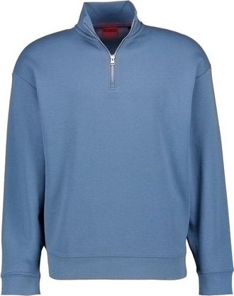 HUGO BOSS Herren Sweatshirt blau Baumwolle unifarben