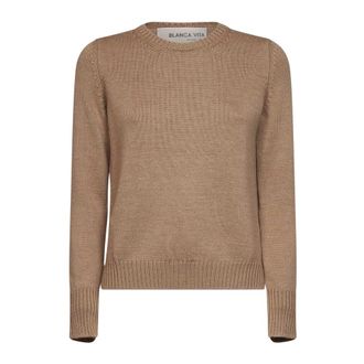 Blanca Vita Femme, Pulls, Brun, Taille: 44 FR Pulls &agrave; col rond