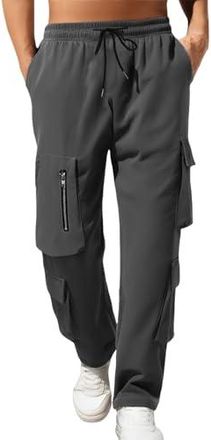 Generic Pantalon cargo pour homme, coupe droite, pantalon de surv&ecirc;tement d&eacute;contract&eacute;, cordon de serrage, taille &eacute;lastique, pantalon de surv&ecirc;tement pour homme,