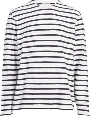 Officine G&eacute;n&eacute;rale T-shirt manches longues &agrave; rayures en coton et lin