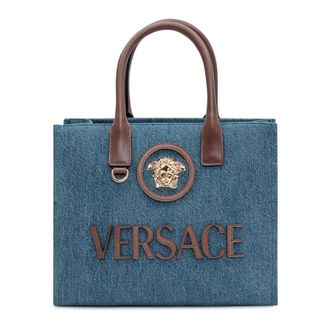 Versace Femme, Sacs, Bleu, Taille: ONE Size La Medusa Denim Tote